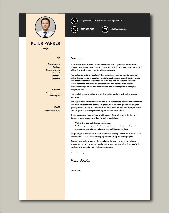 Free Lawyer Cover Letter Example 7 Free Lawyer Cover Letter Example 7